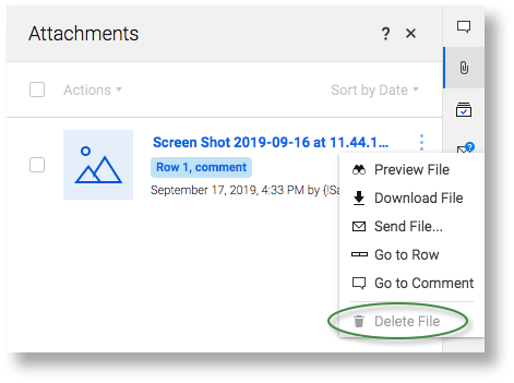 Delete a comment attachment | Smartsheet Learning Center